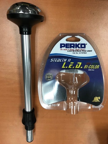 PERKO STEALTH II BOW LIGHT LED POLE LIGHT BI COLOR 12" 1617DP2BLK USCG ...