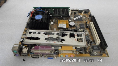 ECS P6SET-ML Mobo w/ 256MB RAM PC133 SL36B 333MHz Celeron CPU I/O Panel ...
