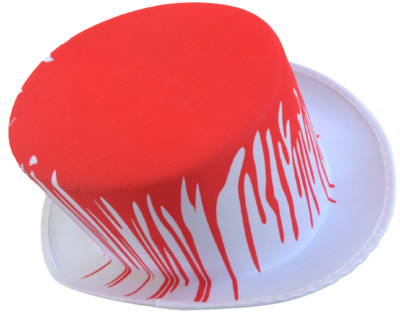 BLOODY WHITE TOP HAT Zombie Fake Red Blood Stains Drippings Killer ...
