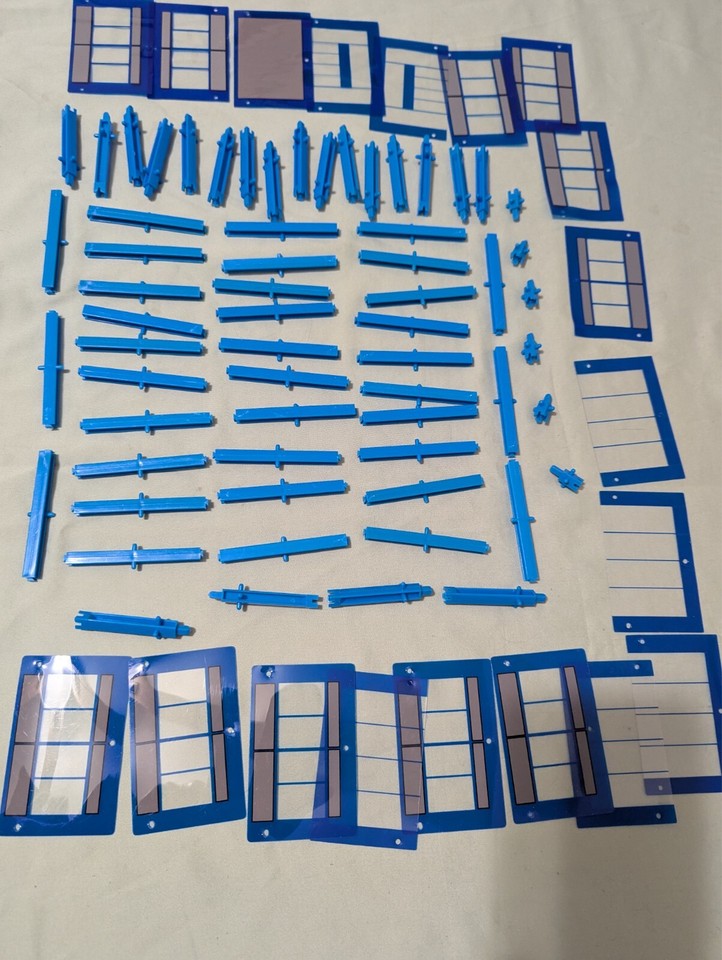 81 pc BLUE GIRDER & PANEL, GIRDERS BUILDING, BEAM, Windows LOT GREAT ...
