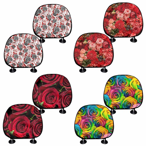 2/4 Universal Floral Rose Car Seat Headrest Cover Fit Women Front Rear ...