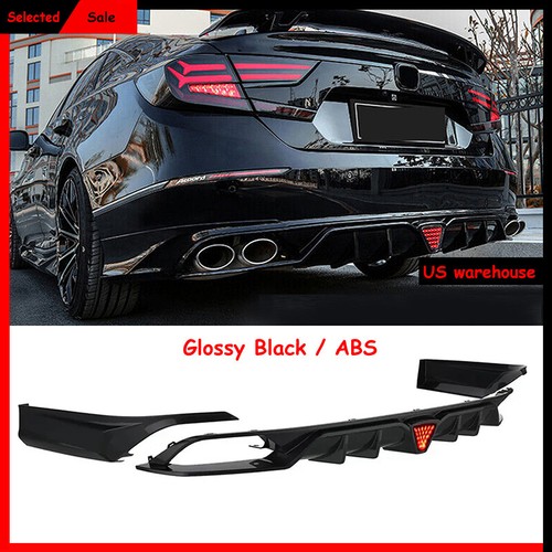 Gloss Black For 2018-2022 Accord Rear Bumper Diffuser W/LED + Corner ...