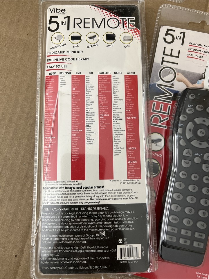 Vibe Axcess 5 in 1 Remote (Universal Remote) | eBay