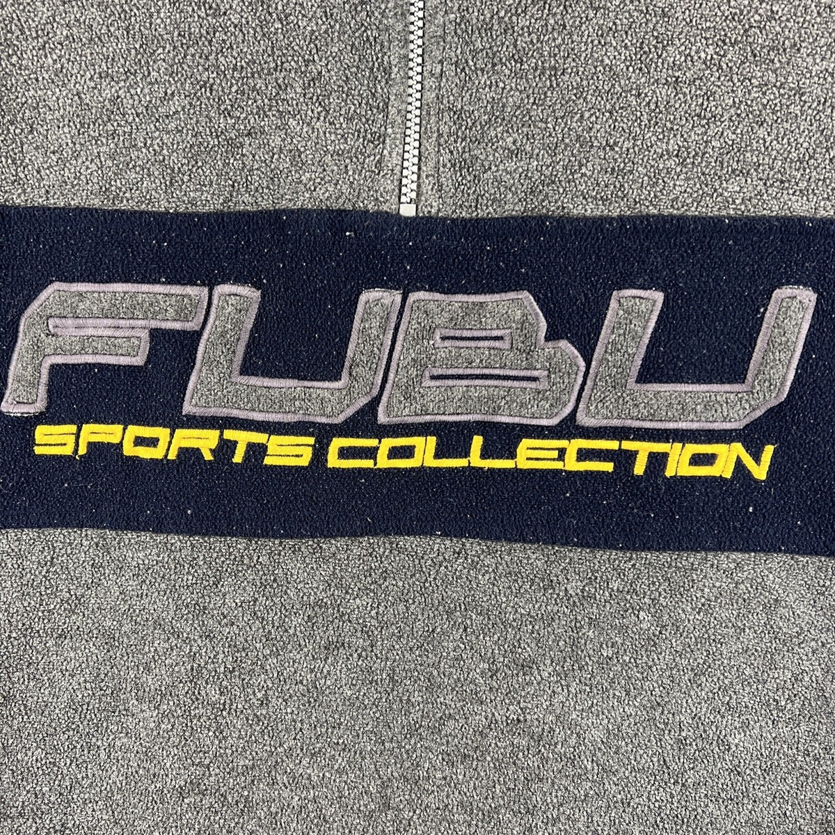 FUBU Pullover Adult XXL Gray Black Yellow Fleece Embr Logo 1 FUBU Pullover Adult XXL Gray Black Yellow Fleece Embr Logo 1