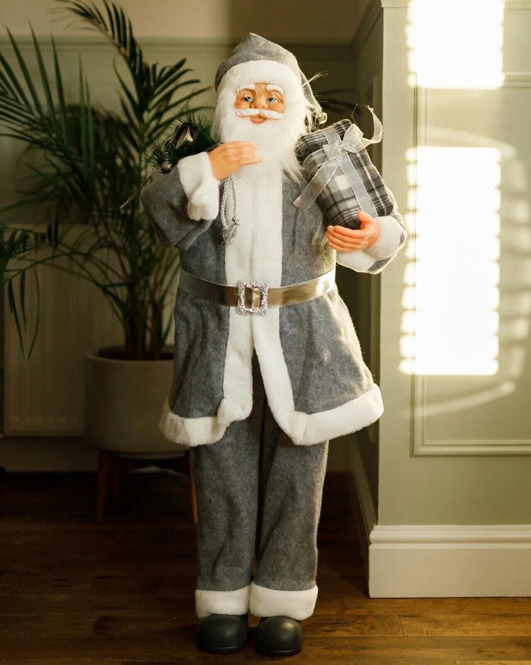 Christmas Santa Statue Decoration Standing Father Xmas Figure Festive ...
