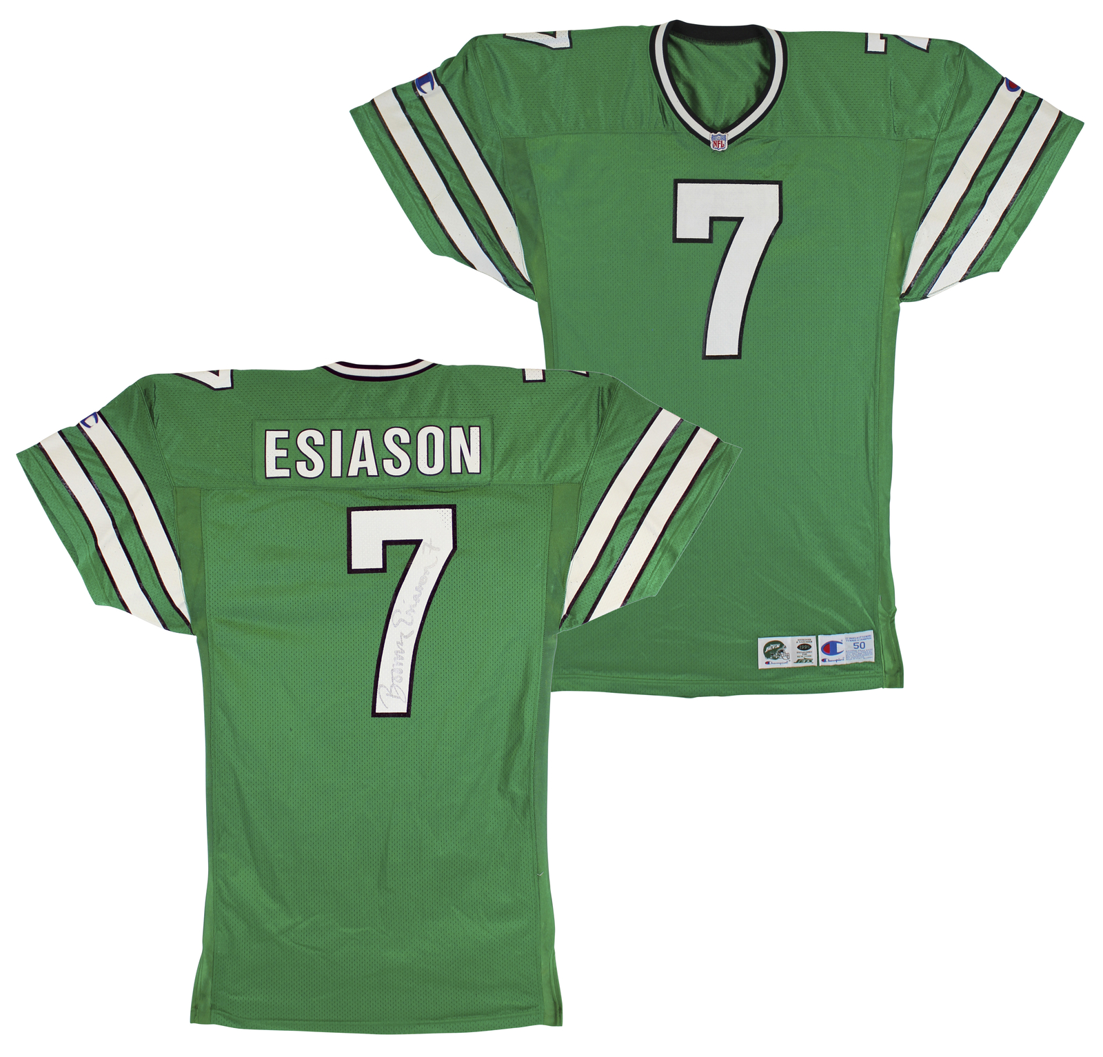 Jets Boomer Esiason Signed 1994 Game Issued/Worn Champion Jersey BAS # ...