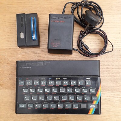 ZX Spectrum 48k Computer Sinclair Rubber Key + Kempston Interface PSU ...