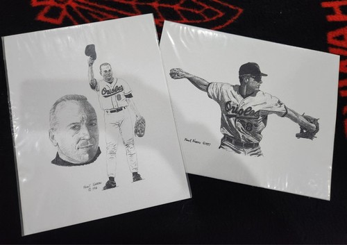 Cal Ripken Jr Pencil Drawing Prints 11x14" Frank Nareau Lot of 2 Frank ...