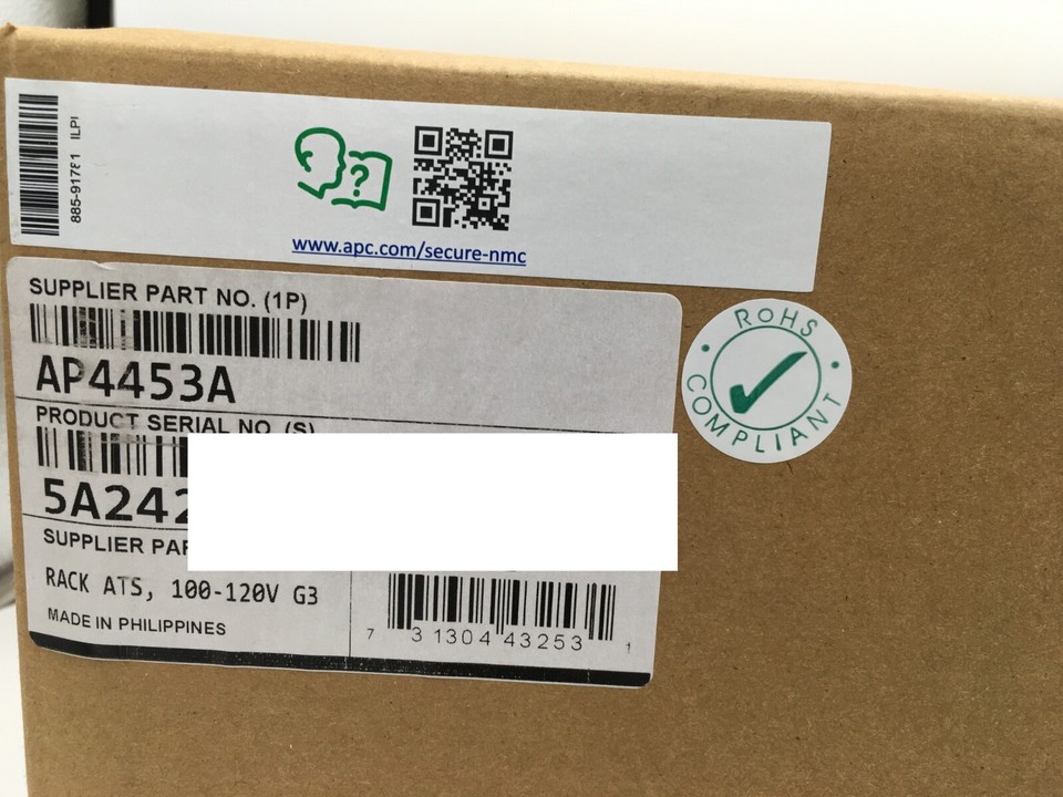 New APC AP4453A ATS 2U 30A 120V 50/60 NetShelter Rack Automatic ...