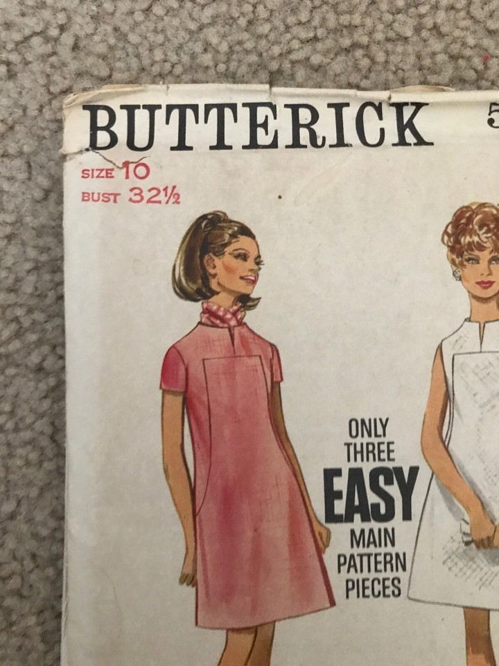 Vintage Butterick 5173 FRONT SLIT NECK A-LINE DRESS Sewing Pattern ...