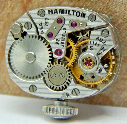 Vintage Hamilton 757 22 jewel ladies wrist watch movement with dial and ...