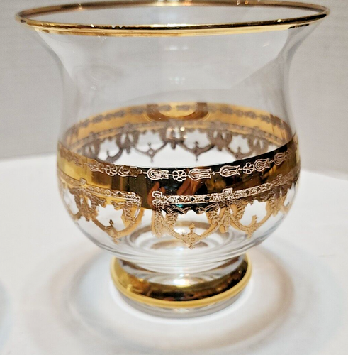 Vtg Royal Limited Crystal Hurricane Candle Holder Gold Leaf Overlay 5 ...