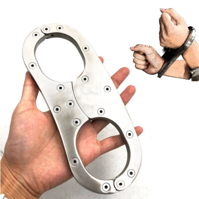 Stainless Steel Fixed Wrist Handcuffs Shackles Restraint Cangue Yoke SM ...