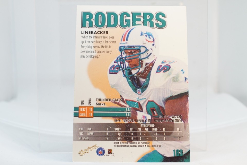 1998 SkyBox Thunder Football Card #163 Derrick Rodgers | eBay