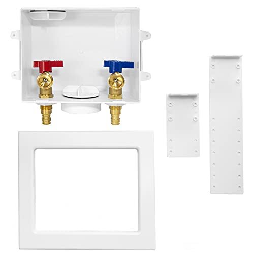 Washing Machine Outlet Box With Center Drain With Brass 1/4 Turn Valves ...