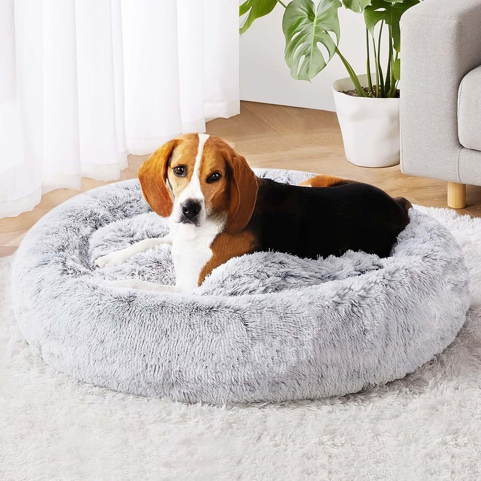 Calming Donut Cuddler Bed Warming Cozy Soft Round Faux Fur Plush ...