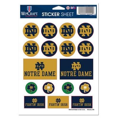 Notre Dame Fighting Irish Vinyl Sticker Sheet 17 Decals 5x7 Inches Free ...