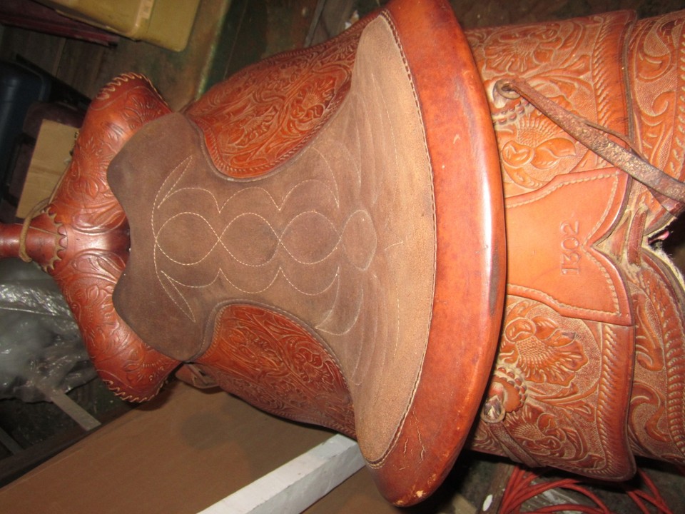 COWBOY ROPING SADDLE 15 to 18 WESTERN HORSE PLEASURE TOOLED LEATHER ...