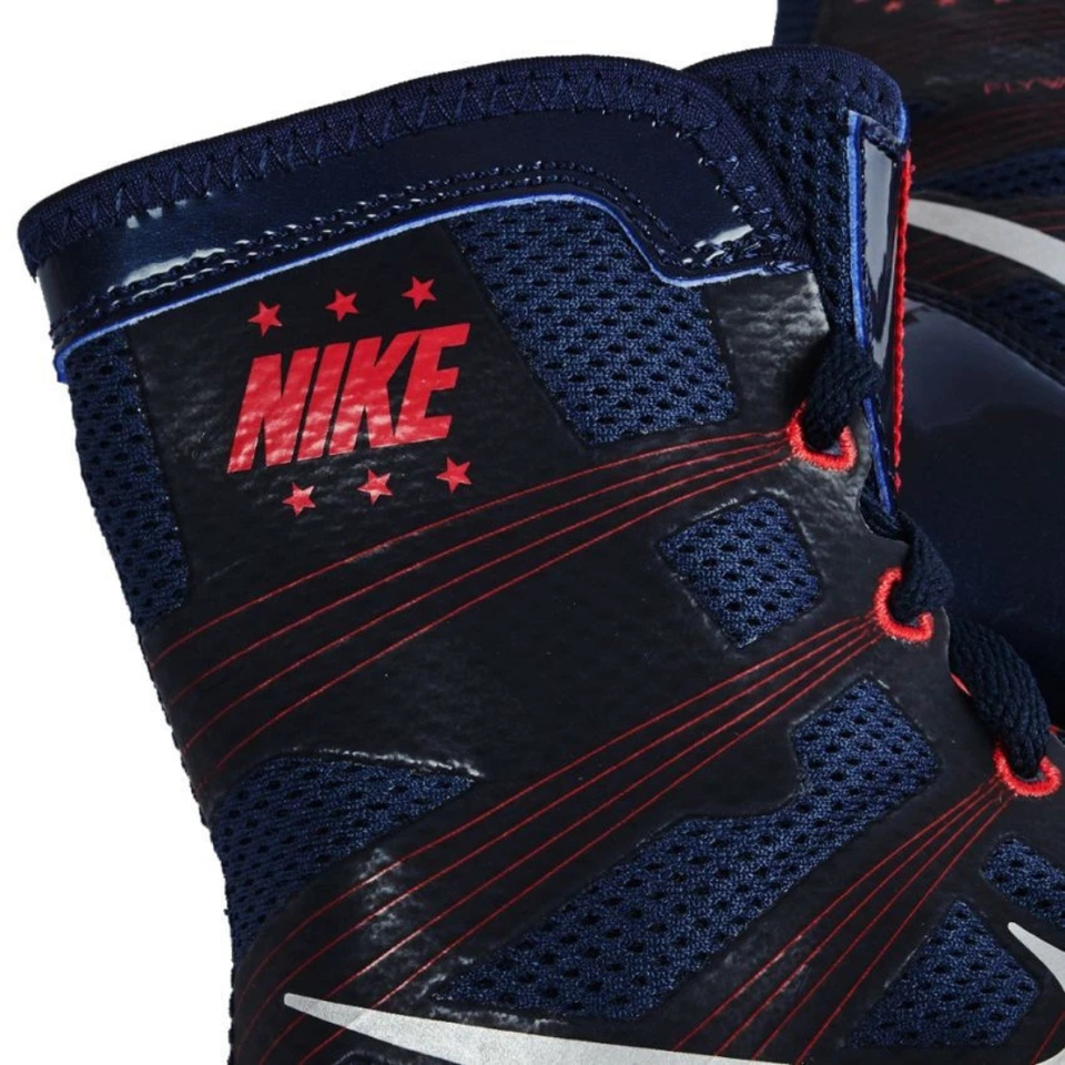 Nike HyperKO Boxing Shoes Navy Red Silver High Top Lightweight Training ...