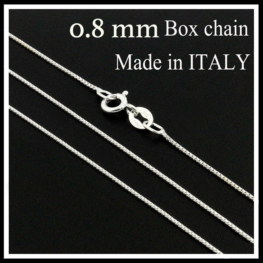 Sterling Silver Italian Box Chain 0.8 mm Thickness Chain Necklace Z05 ...
