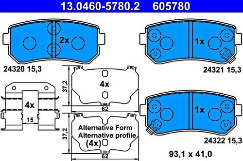 ATE Disc Brake Pad Set For KIA HYUNDAI Ceed Sw Pro Rio II Sportage ...