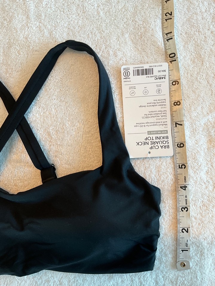 Athleta NWT 34B/C Black Bra Cup Square Neck Bikini Top S 531217 ...