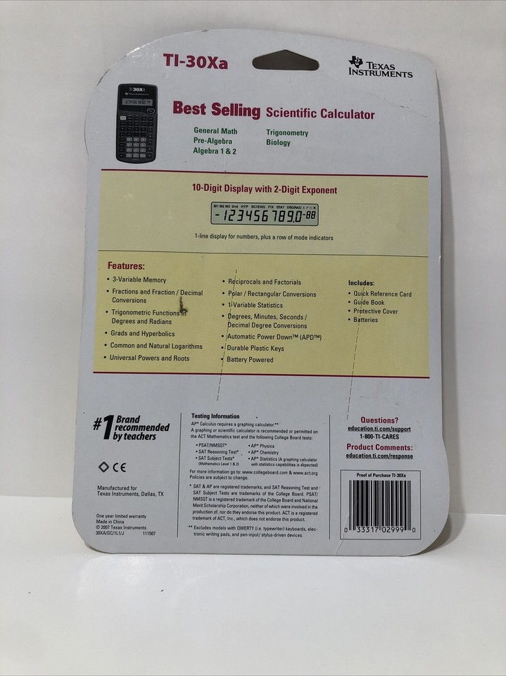 Texas Instruments TI-30Xa Scientific Calculator 33317029990| eBay