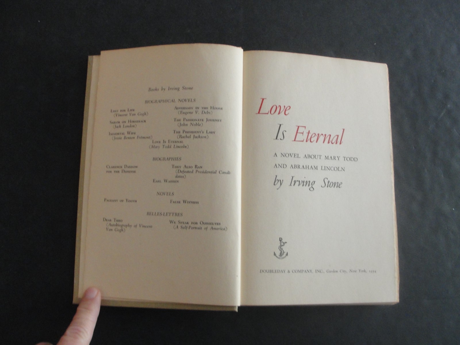 Love Is Eternal (Signed) by Irving Stone (HC, 1954, 1st Edition) | eBay
