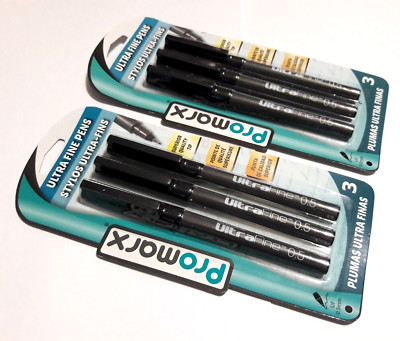 2 PACKS 6 PENS Promarx® ULTRA FINE PENS PRECISE AND VIVID LINES BLACK ...