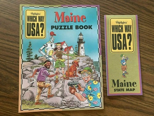 Vintage HIGHLIGHTS WHICH WAY USA? MAINE State Facts Puzzle Book & Map ...