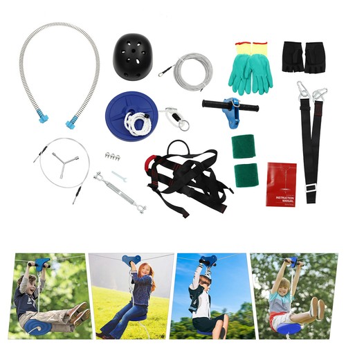 80Ft Zip Line Kit Kids Adult Zip Line Trolley Slackers Zip Lines w ...