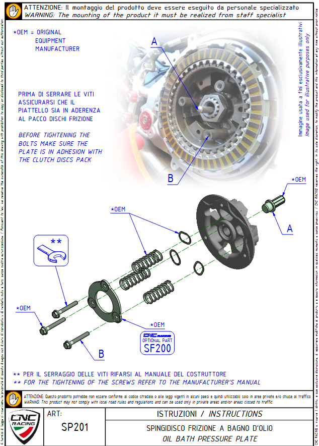 CNC Racing Pressure Plate Oil Bath Clutch Bearing Ducati Multistrada V4 ...