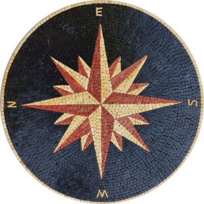 Handmade Mosaic Tile Marble Mosaic Compass Floor Tile | eBay
