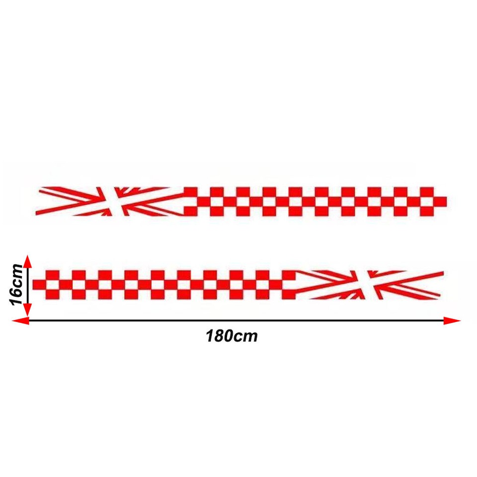 2x Red Lattice Flag Graphic Body Side Sticker Decal For MINI Cooper ...