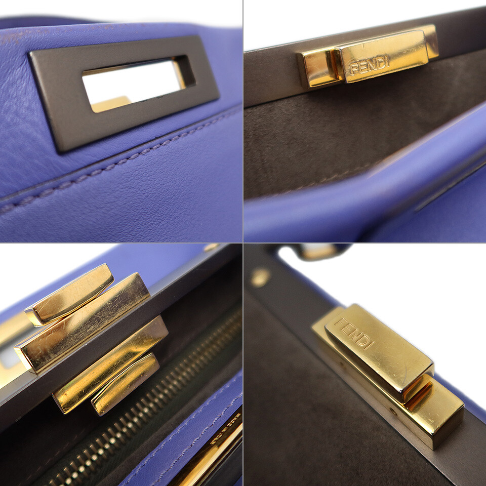 Fendi Peekaboo 8Bn290 3Zm F0K13 Calf Leather Purple Gold Metal Fittings ...