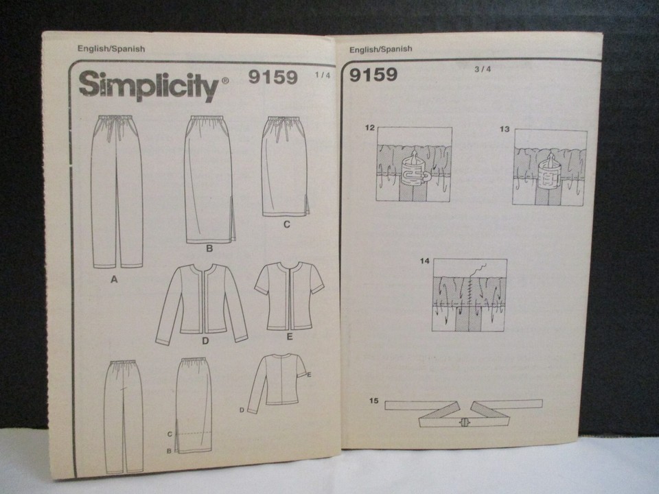 Simplicity Pattern 9159 Misses Pants Skirt Jacket Size NN 10-12-14-16 New Vtg | eBay