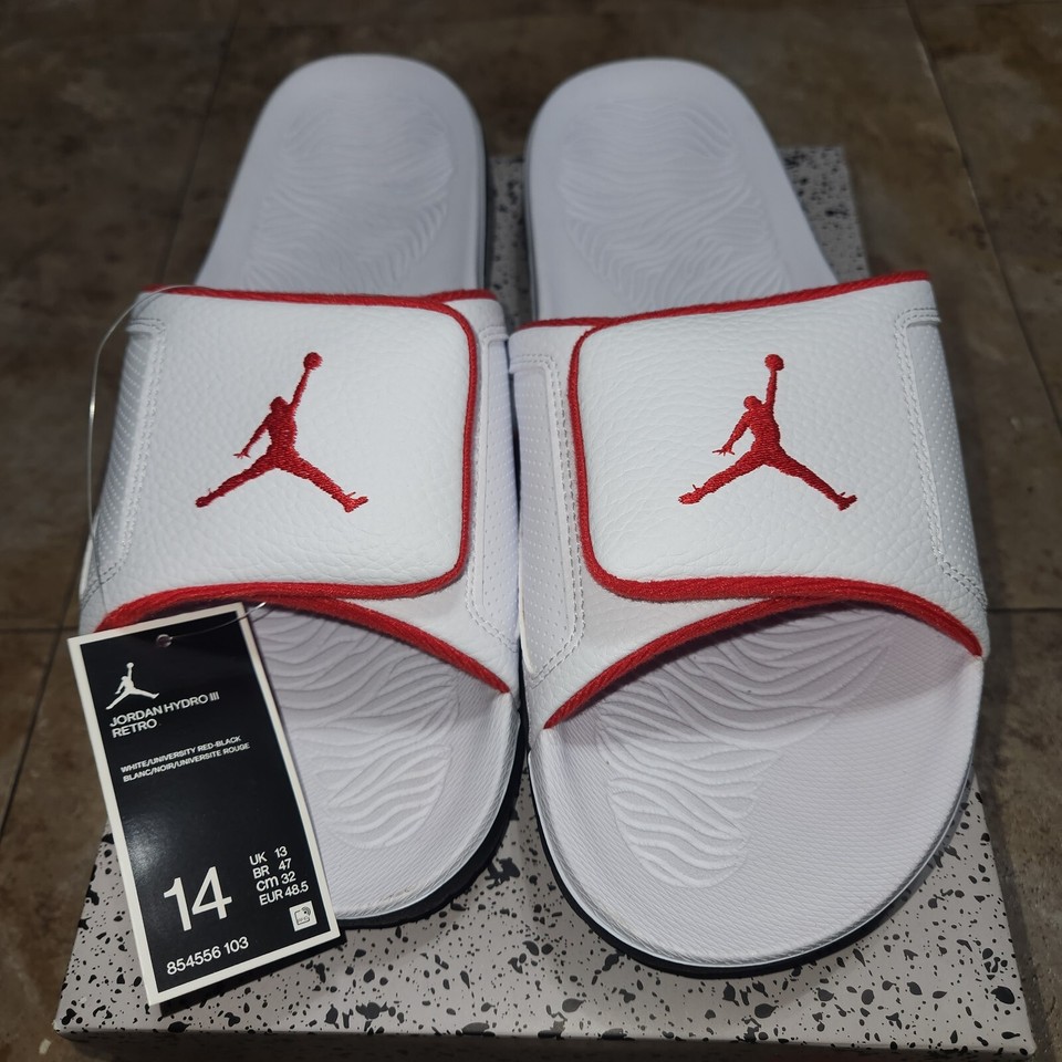 Nike Air Jordan Hydro 3 Retro Slides White University Red 854556 103 ...
