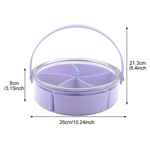 Container Stackable Compartments Round Divided Serving Tray With Lid ...