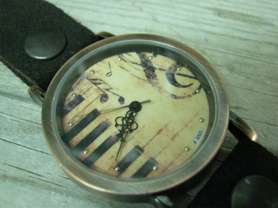 Women's Genuine Leather double wrap bracelet Piano Note Musical Wrist ...