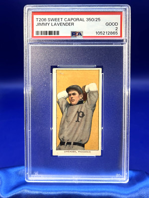 1909 T206 Jimmy Lavender Providence Sweet Caporal 350/25 PSA 2 freshly ...