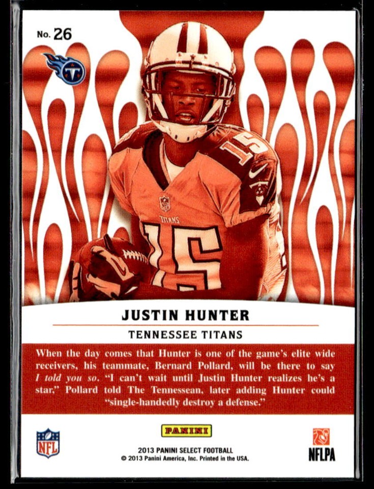 2013 Panini Select JUSTIN HUNTER #26 RC HOT ROOKIES BLUE TENNESSEE ...