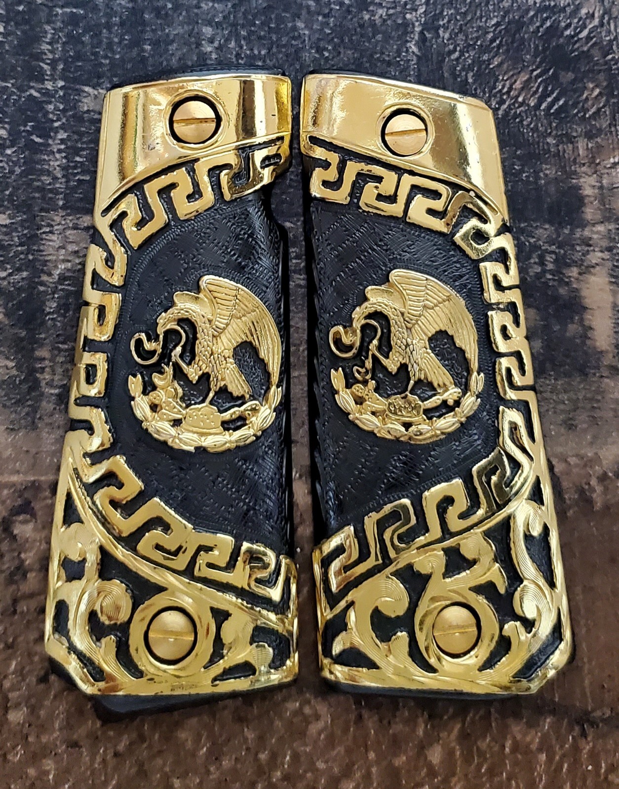 1911 Premium Mexican Eagle Handmade Black 24k Gold Plated Narco style ...