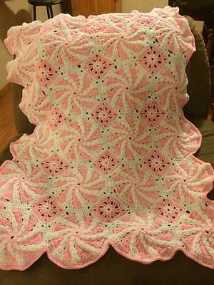 New Baby blanket, baby pink, hand made, Peppermint pattern crochet ...