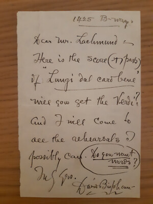 David Bispham baritono (1857-1921) lettera Autografo | eBay