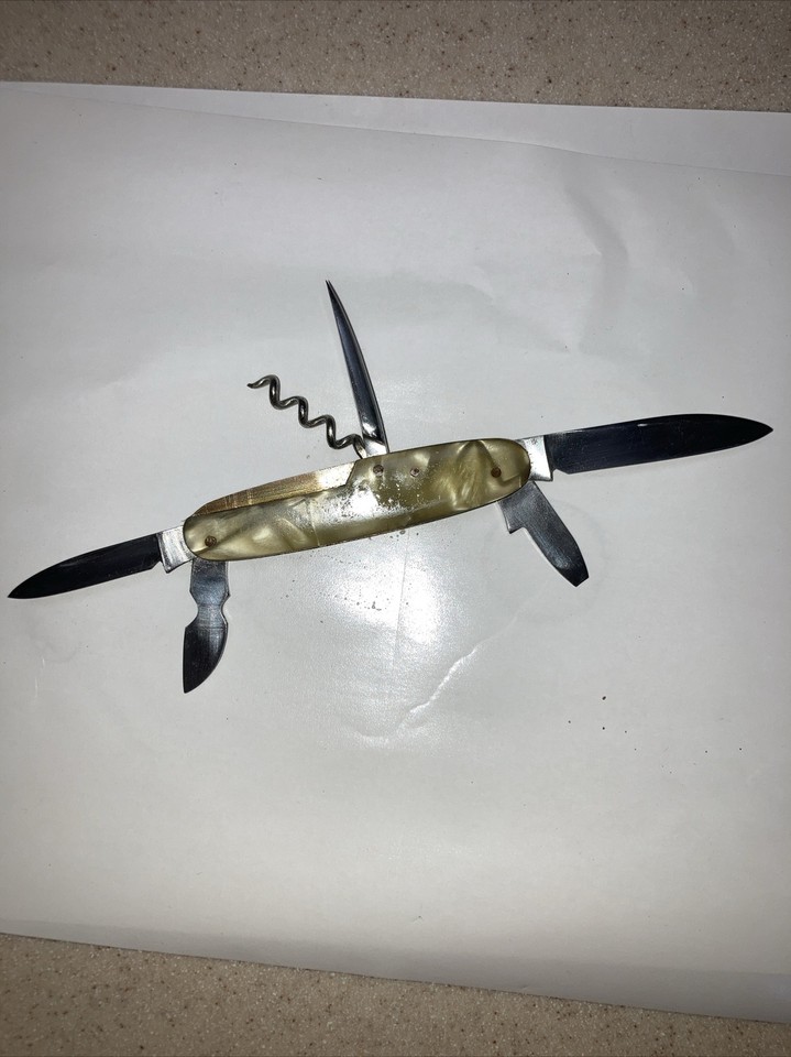 Vintage Eskilstuna Sweden Utility Type Pocket Knife Multi Tool 6 Blade ...