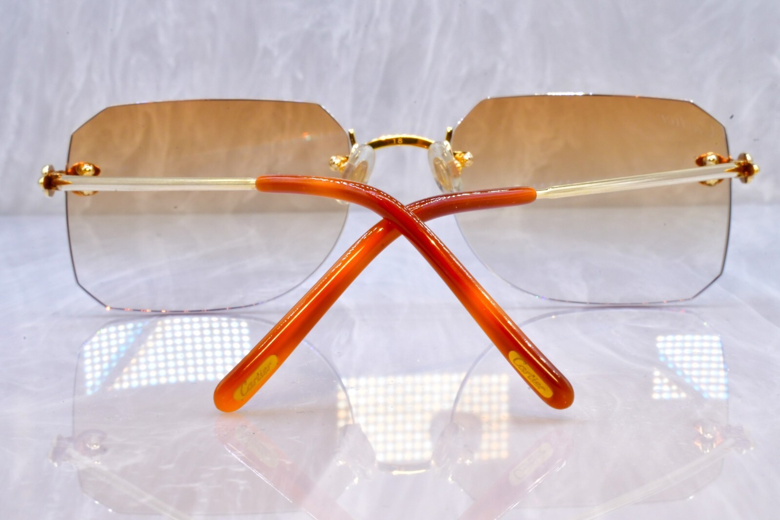 Cartier vintage y2k rimless 18k 750 solid gold sunglasses glasses Grain ...