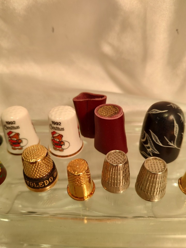 Lot of 20 Vintage Metal, Porcelain, Ceramic Thimbles - Various Sizes | eBay