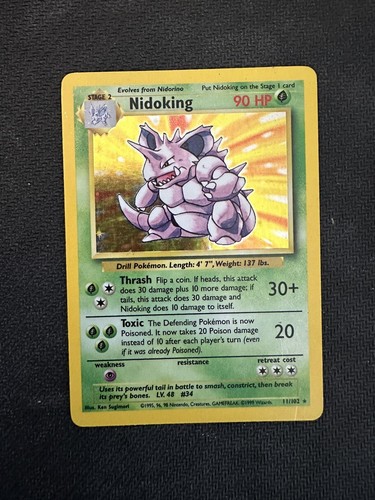 Pokémon TCG Nidoking Base Set 11/102 Holo Unlimited Holo Rare Heavily ...