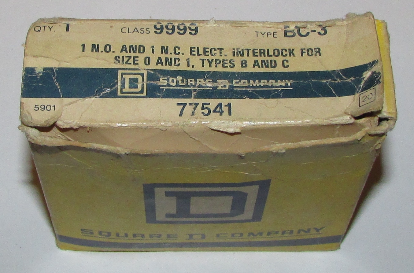 SQUARE D 9999 BC-3 Size 0-1 Electrical Interlock Kit 1 N.O. 1 N.C. 9999 ...
