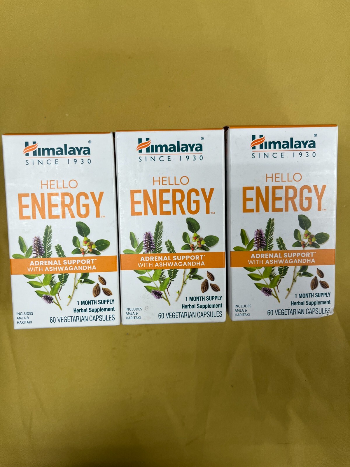 3 New Himalaya Hello Energy Adrenal Support - 60 Capsules Each Box READ ...